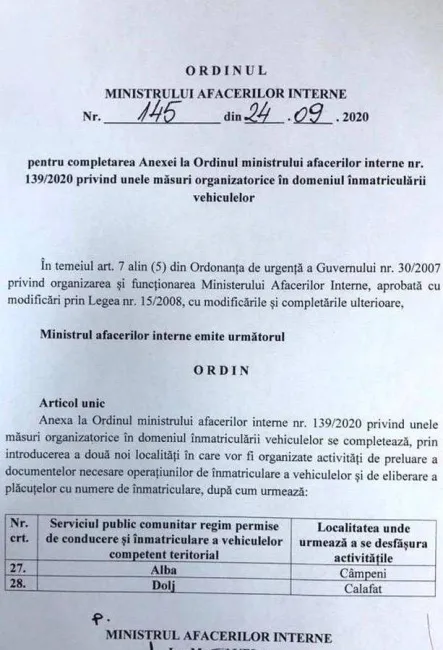 Înfiinţarea unui Serviciu public de permise şi înmatriculări auto la ...